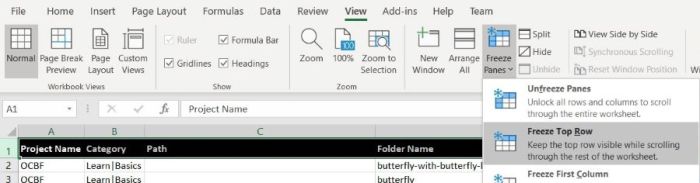 Excel: How to freeze header row in Excel? – Yes to Dreams